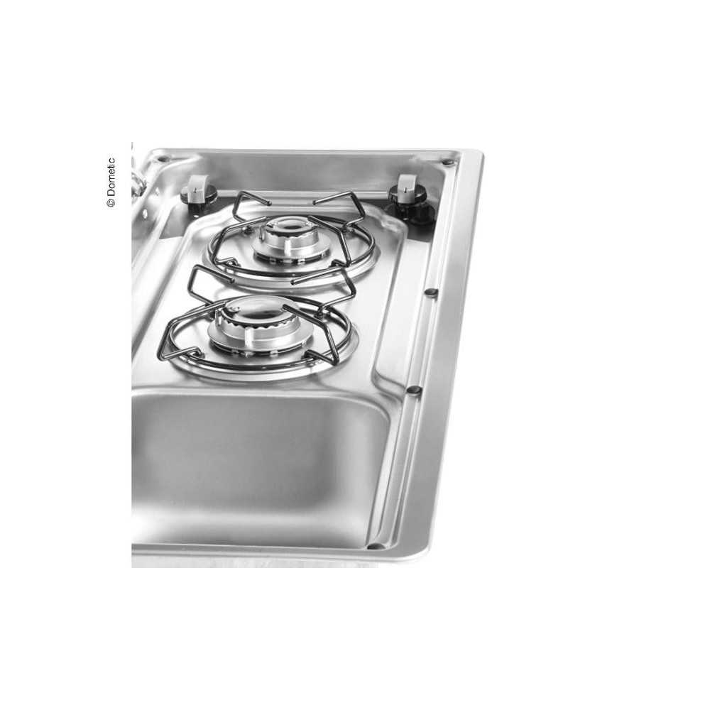 Cooker/sink combination with 2-piece high-quality glass cover