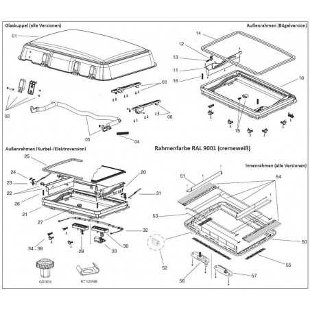 Skylight Dometic Midi Heki Style 700 x 500 mm white Seitz