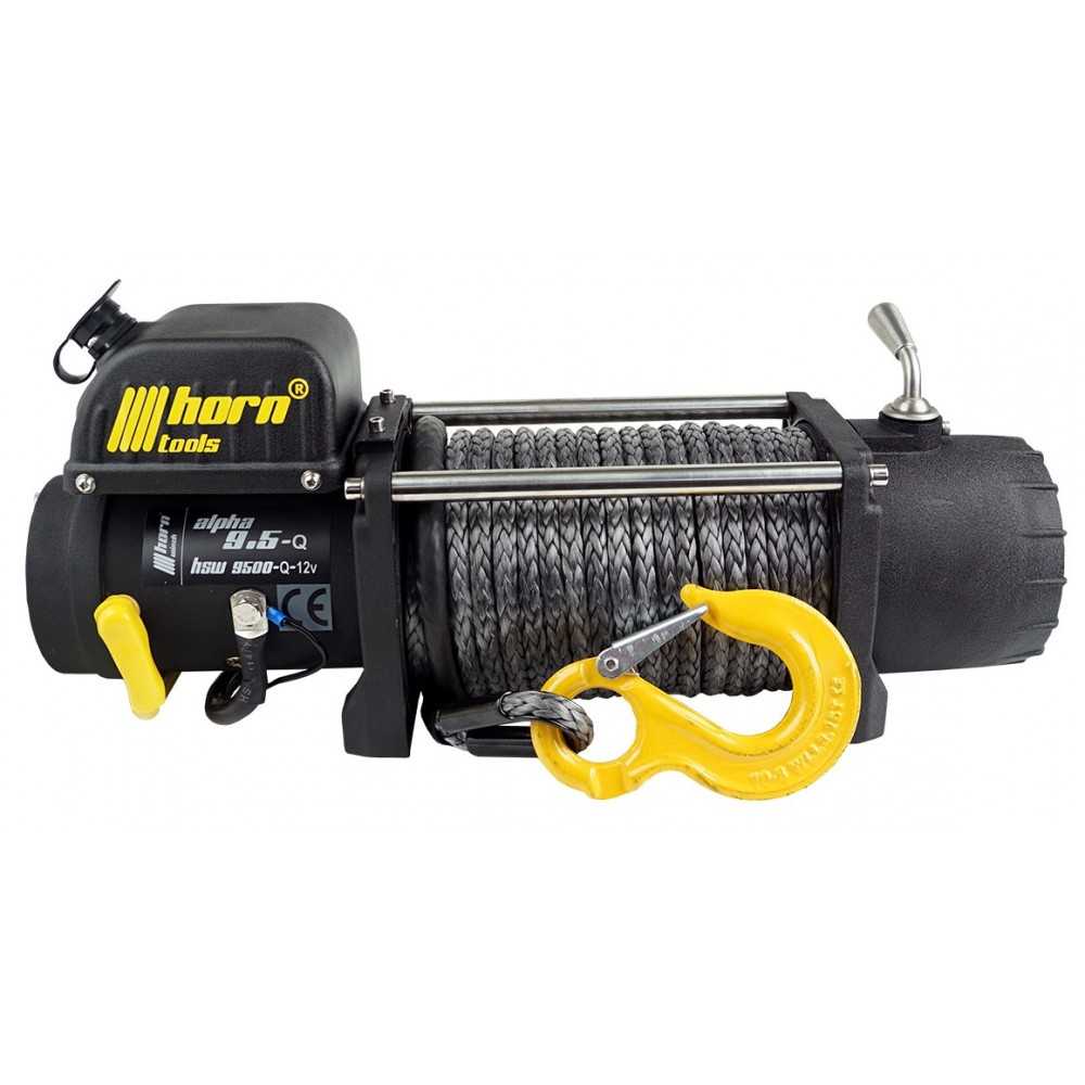 Cable winch 4.3t Alpha 9.5 12V plastic cable Electric winch Horntools